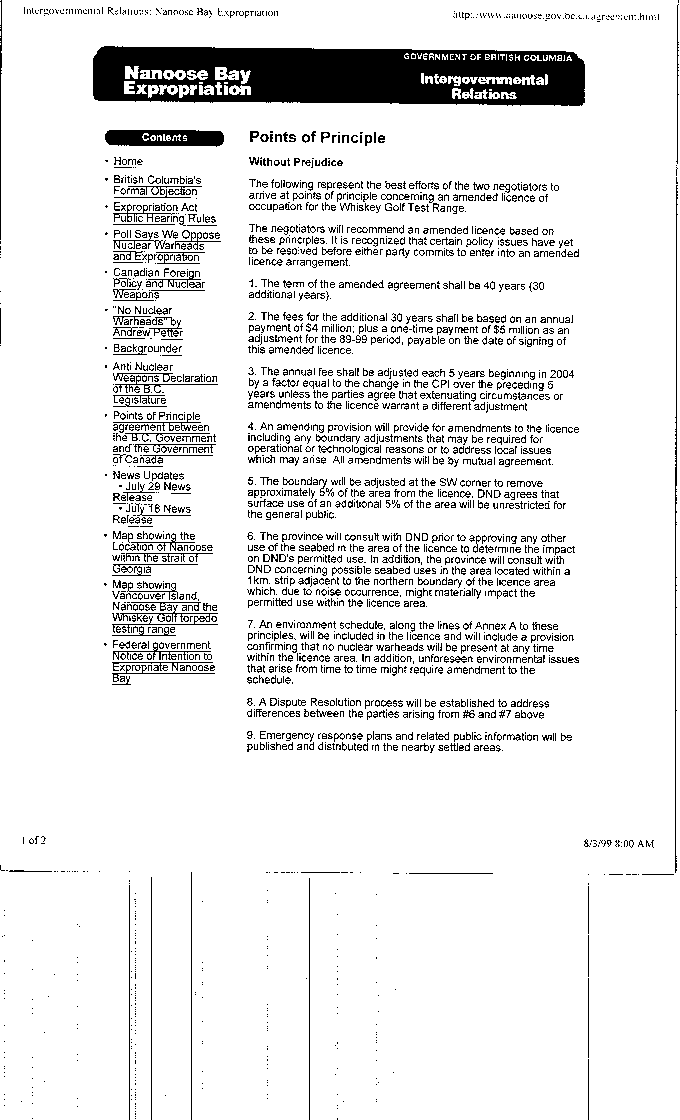 The Nanoose Test Range: Ownership and Expropriation (PRB 99-8E)