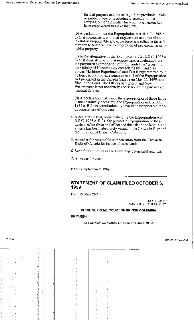 The Nanoose Test Range: Ownership and Expropriation (PRB 99-8E)